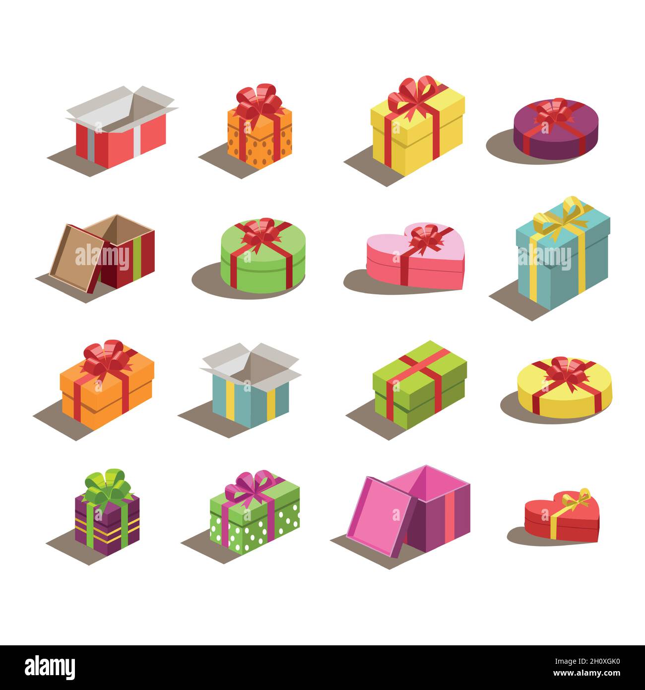 16 pieces of different boxes on a white background - Vector ...