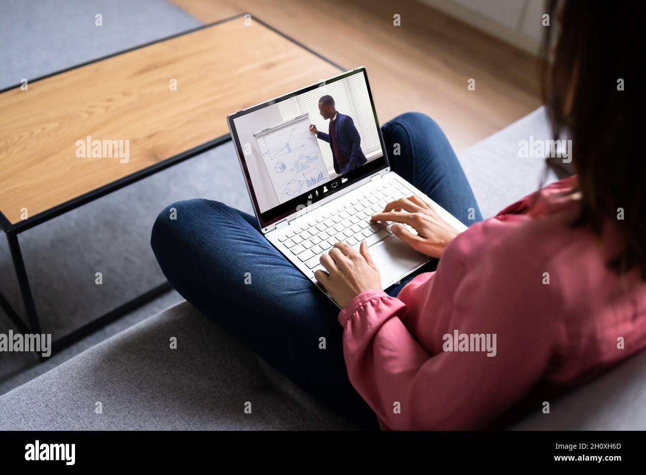 Virtual Online Training Meeting Or Tutorial Webinar Video Stock Photo ...