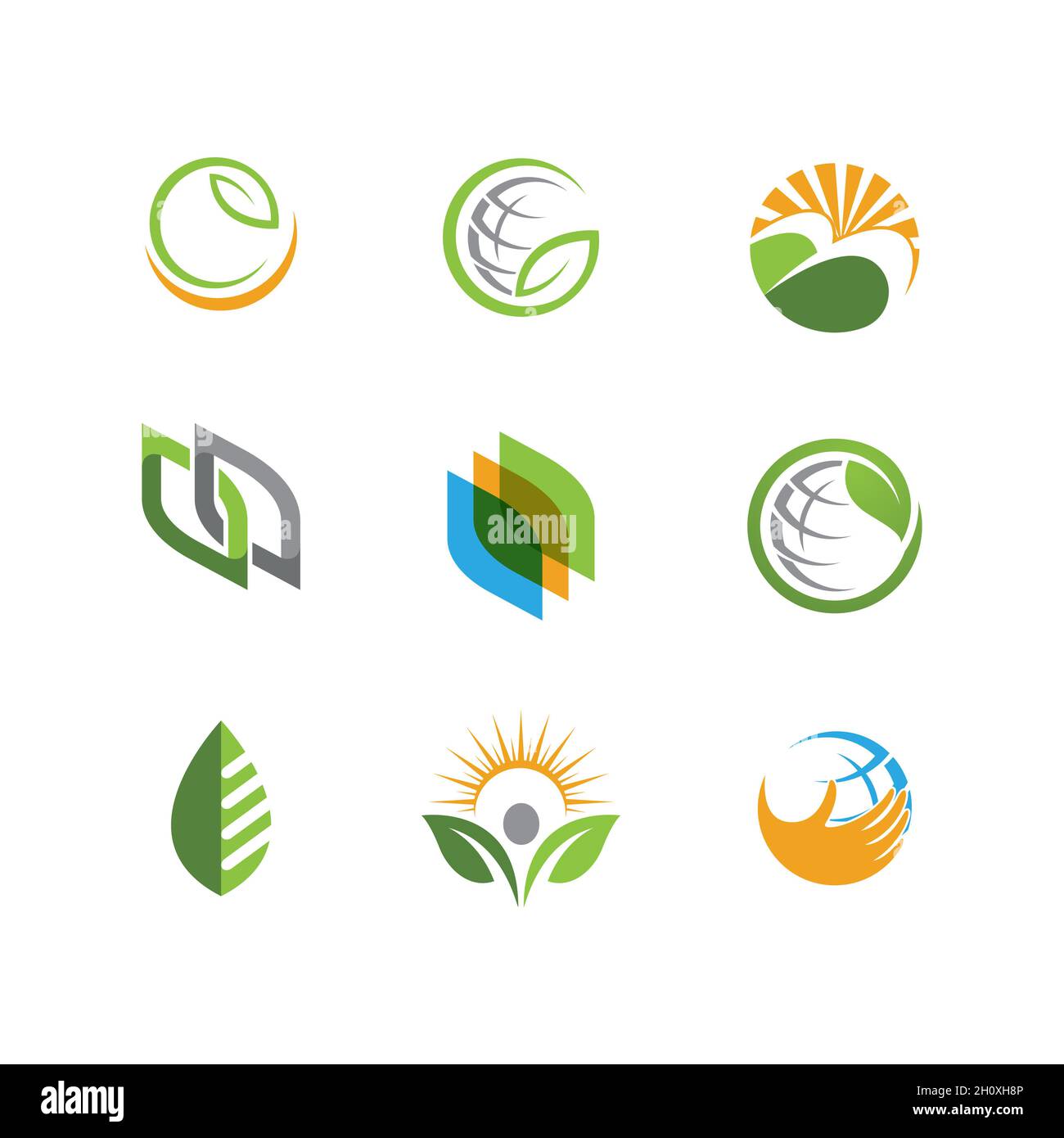 Green Tree leaf ecology nature element vector design Stock Photo - Alamy