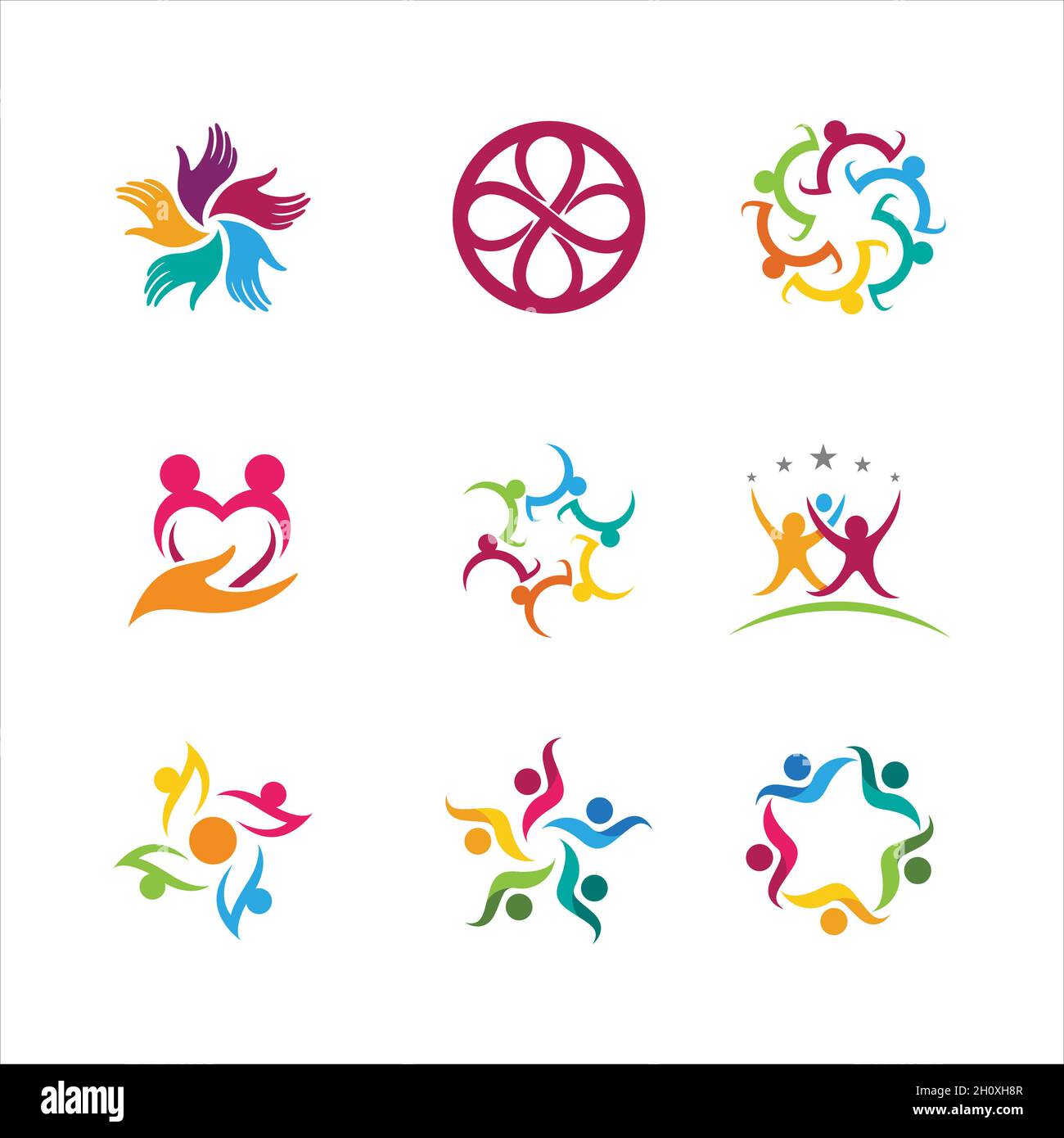 Community, network and social icon design template Stock Photo - Alamy
