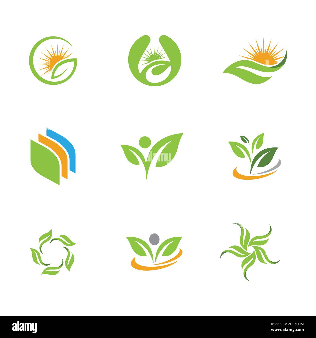 Green Tree leaf ecology nature element vector design Stock Photo - Alamy