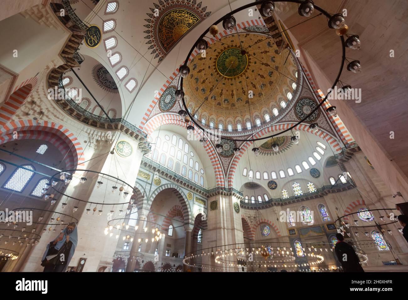 Interior of ancient Suleymaniye Mosque, Istanbul, Turkey Stock Photo ...