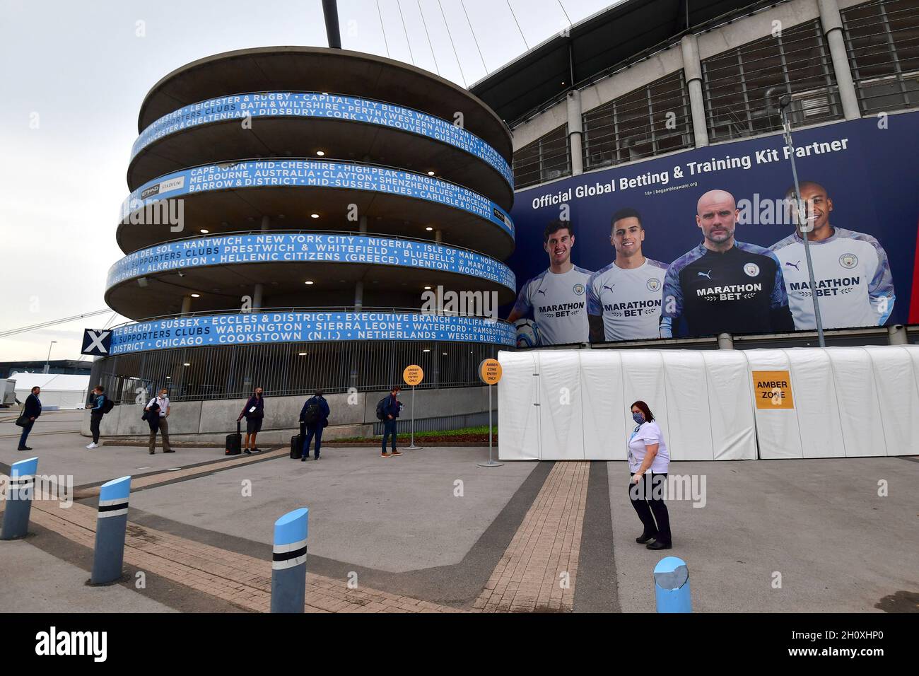Media queue to enter the stadium prior to kick-off during the Premier ...
