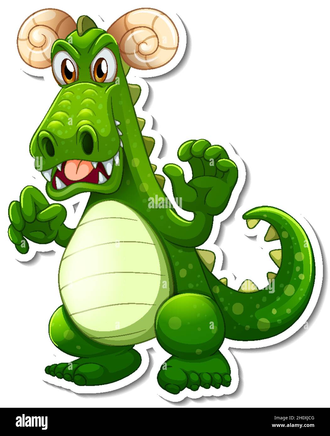Green Dragon cartoon character sticker illustration Stock Vector Image ...