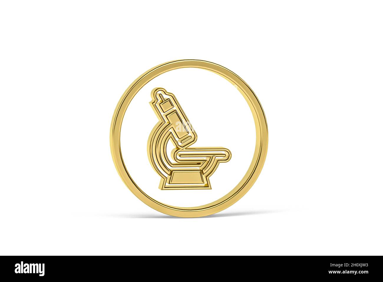 Golden 3D microscope icon isolated on white background - 3D render ...