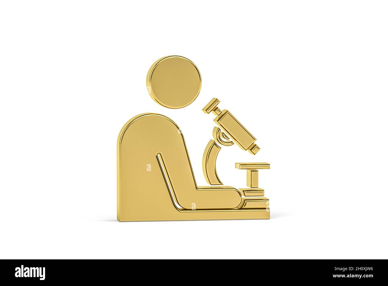 Golden 3D microscope icon isolated on white background - 3D render ...