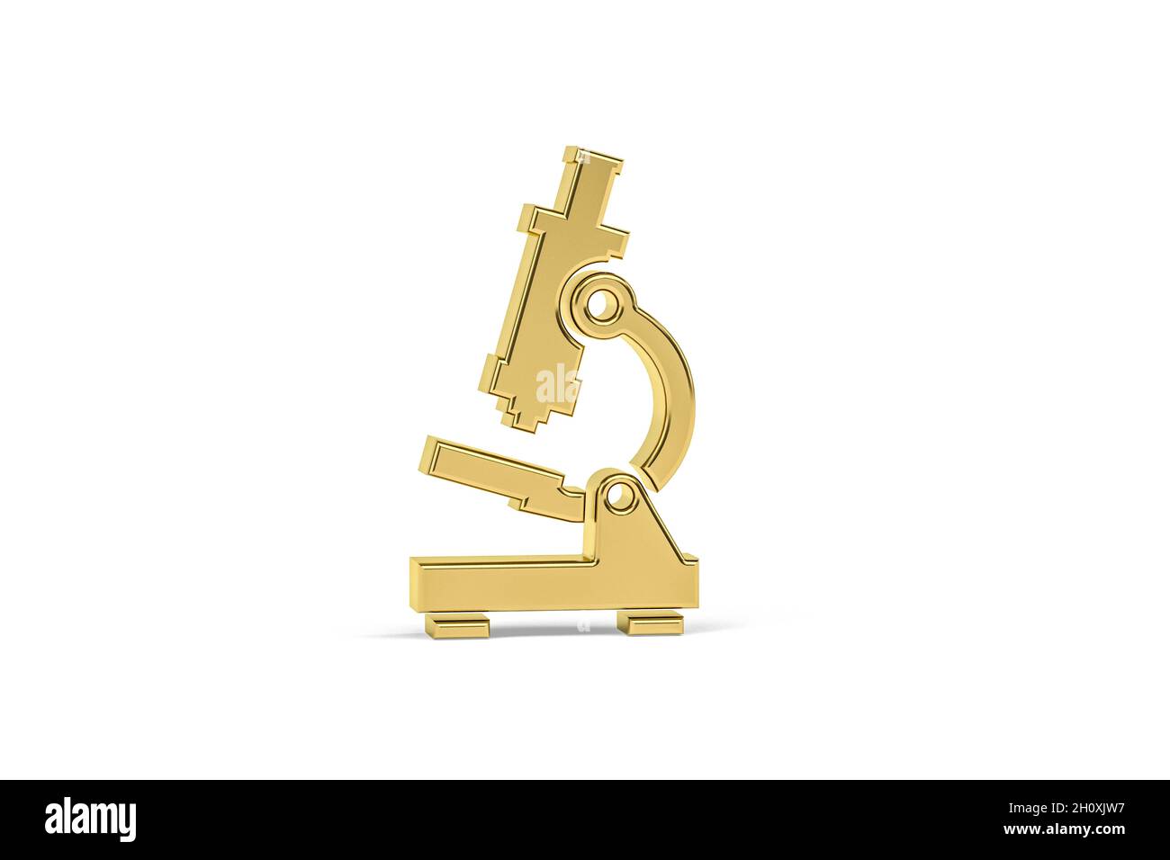Golden 3D microscope icon isolated on white background - 3D render ...