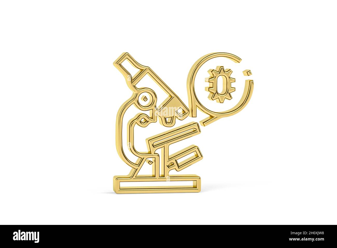 Golden 3D microscope icon isolated on white background - 3D render ...