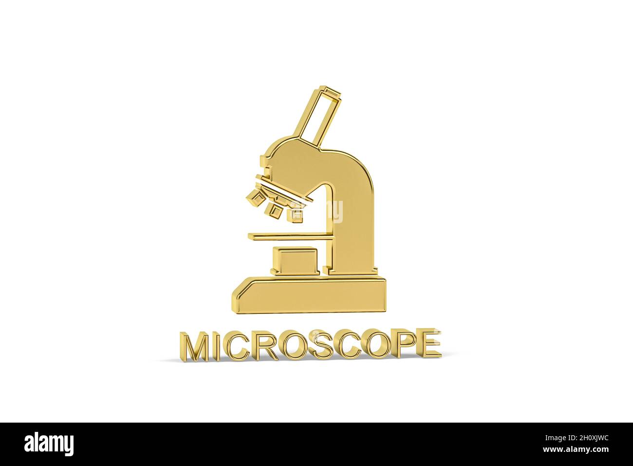 Golden 3D microscope icon isolated on white background - 3D render ...