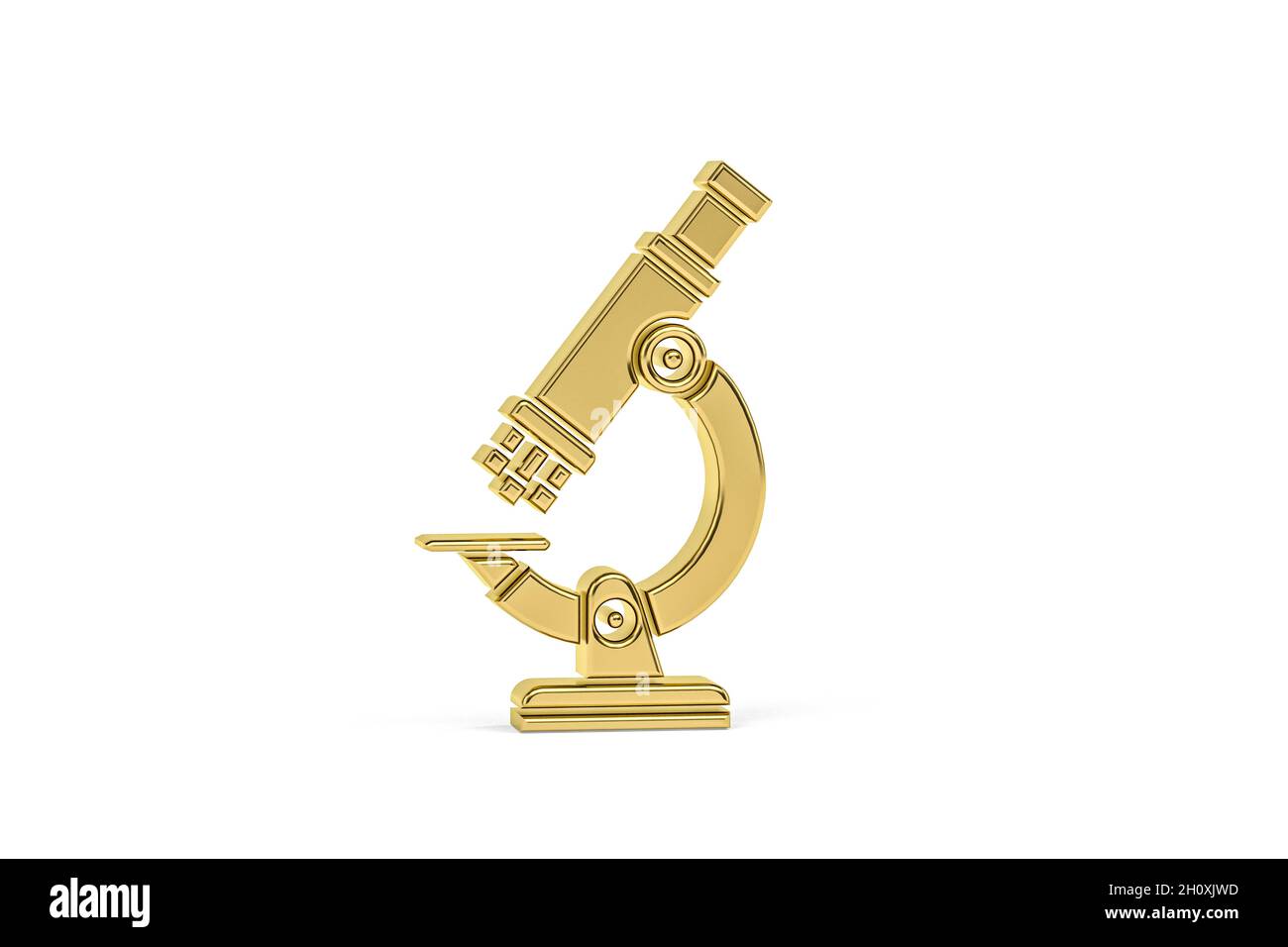Golden 3D microscope icon isolated on white background - 3D render ...