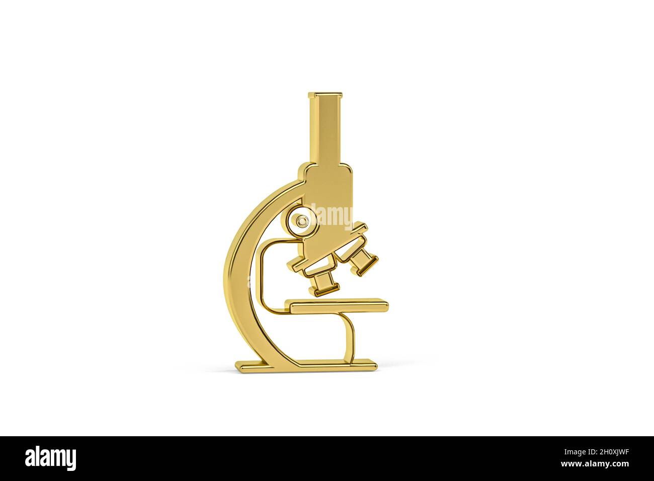 Golden 3D microscope icon isolated on white background - 3D render ...
