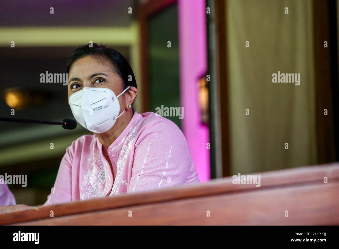 October 15, 2021: Philippines Vice President Leni Robredo talks to the ...