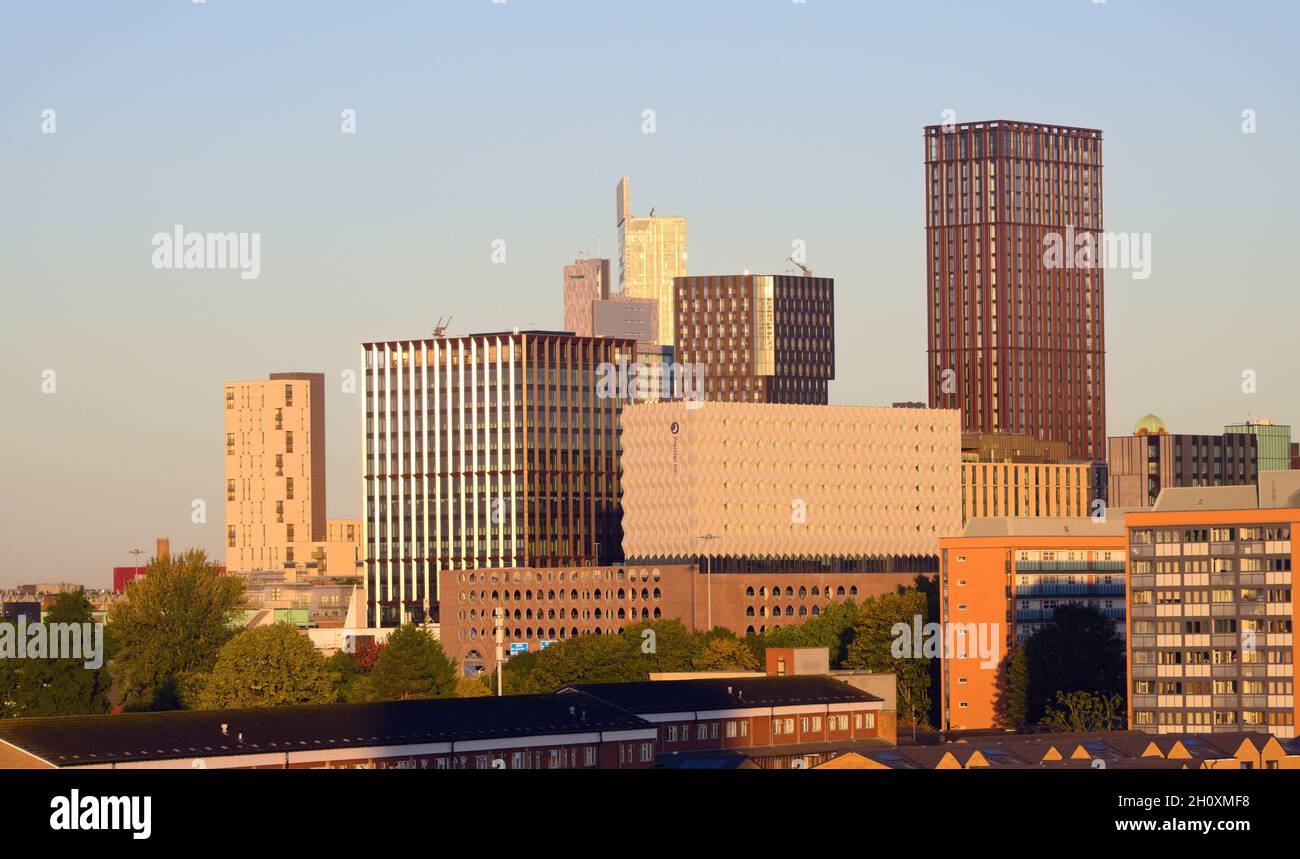 Skyscrapers or high rise buildings in central Manchester, England ...