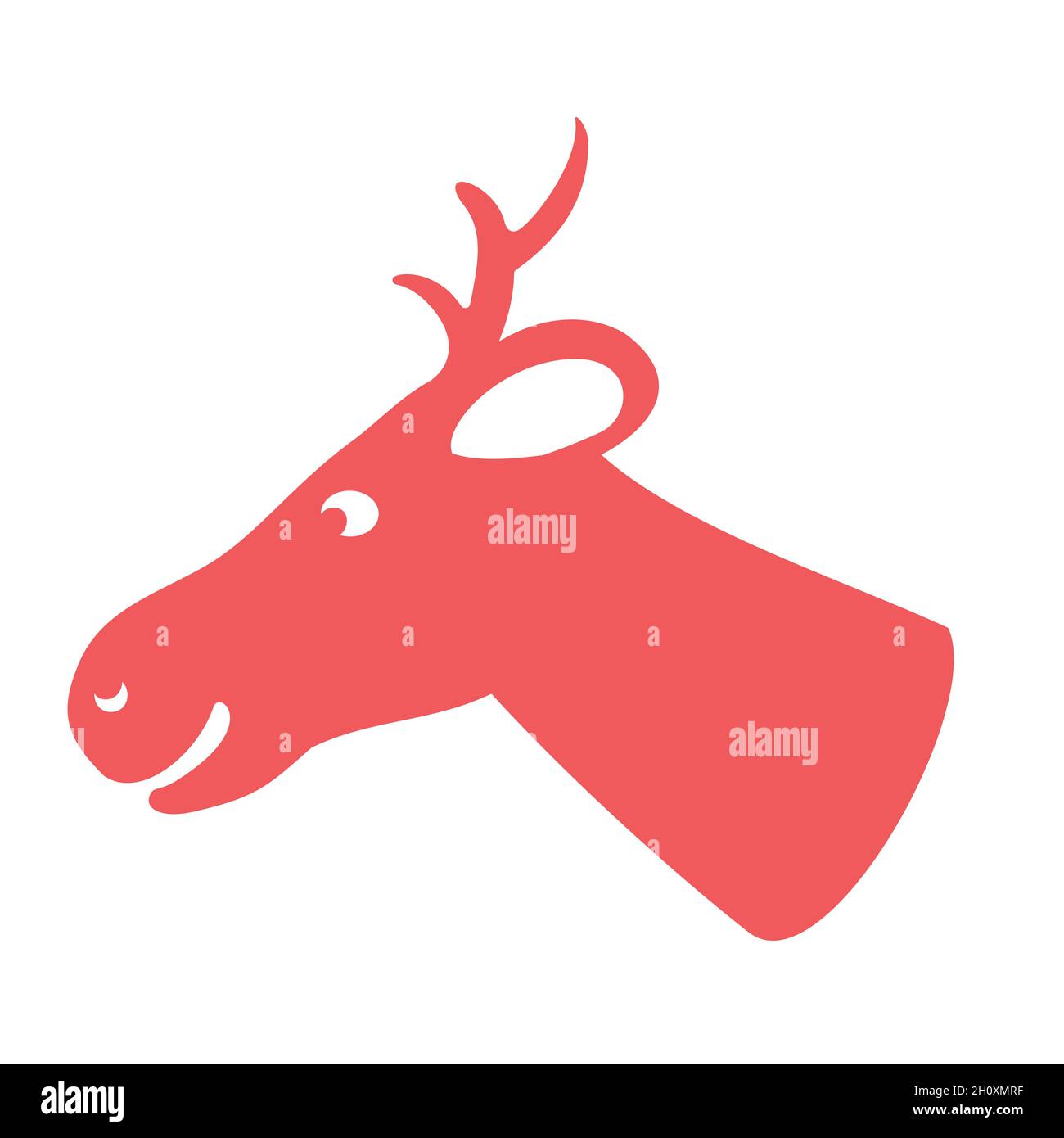 Deer portrait icon. Smiling magic deer for Christmas card vector ...