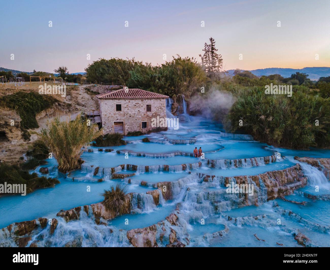 Toscane Italy, natural spa with waterfalls and hot springs at Saturnia ...