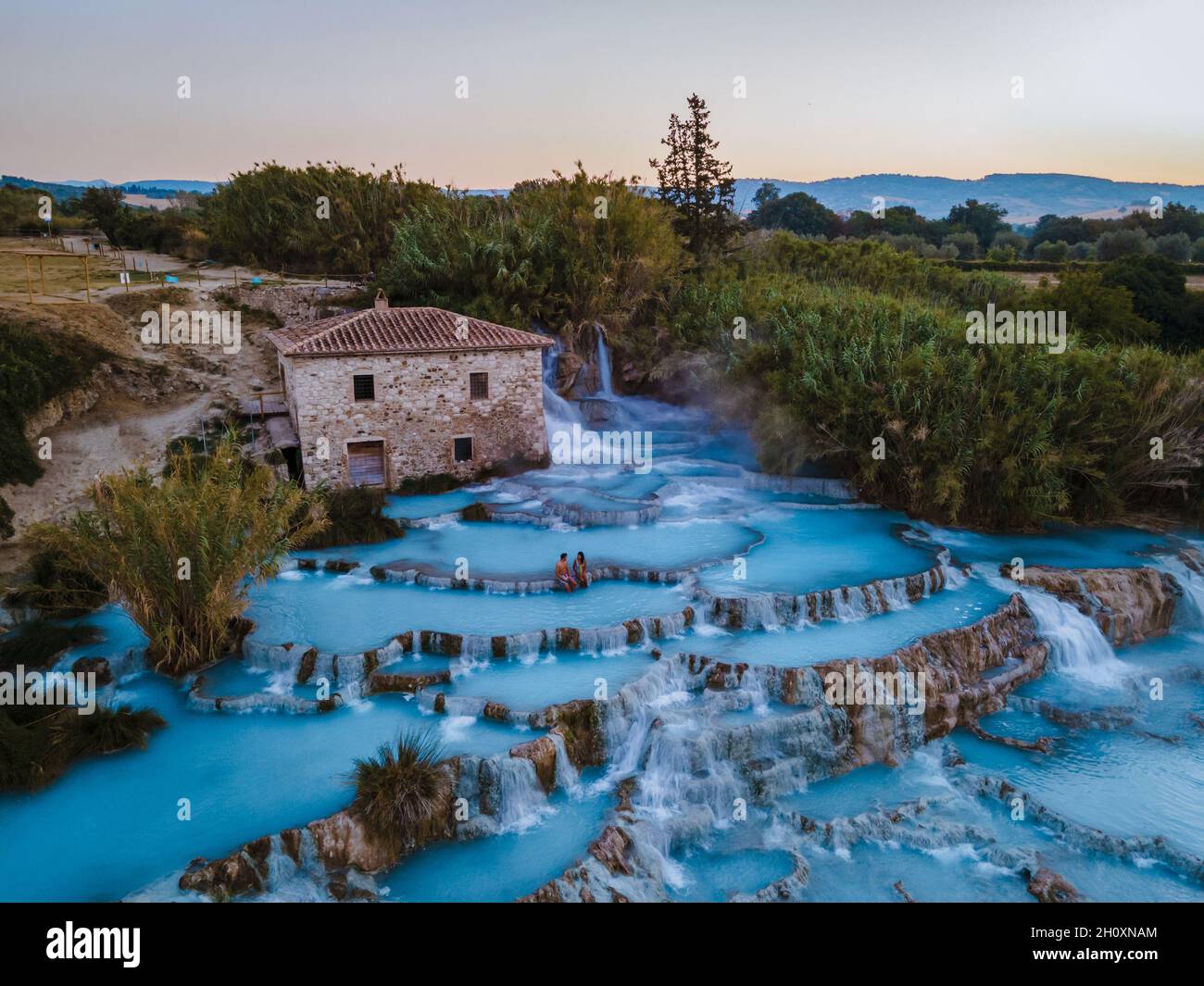 Toscane Italy, natural spa with waterfalls and hot springs at Saturnia ...