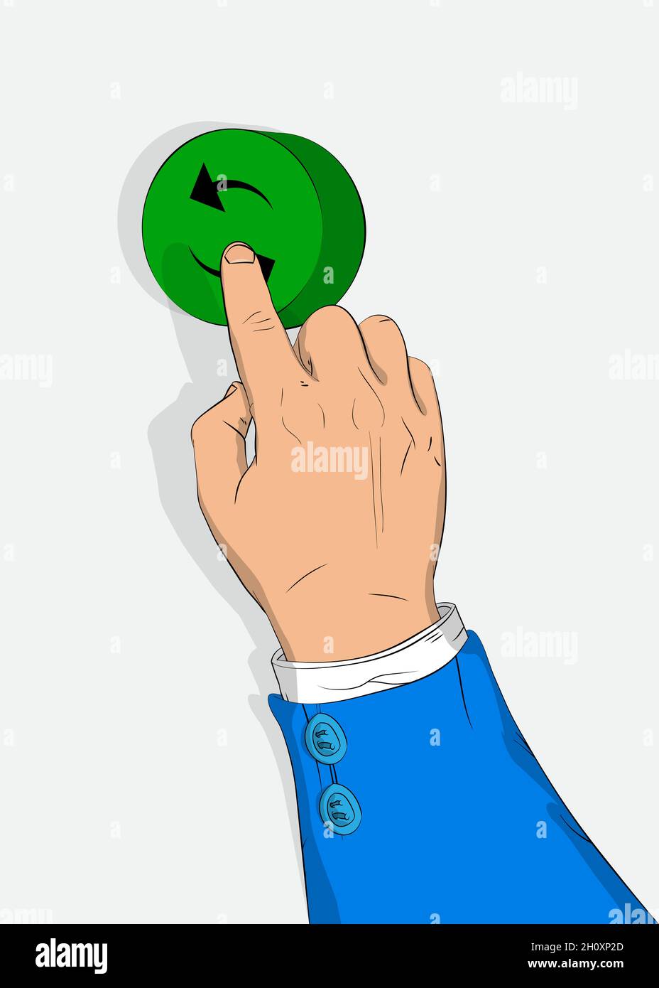 Update icon. Businessman pushing his right hand index finger to push ...