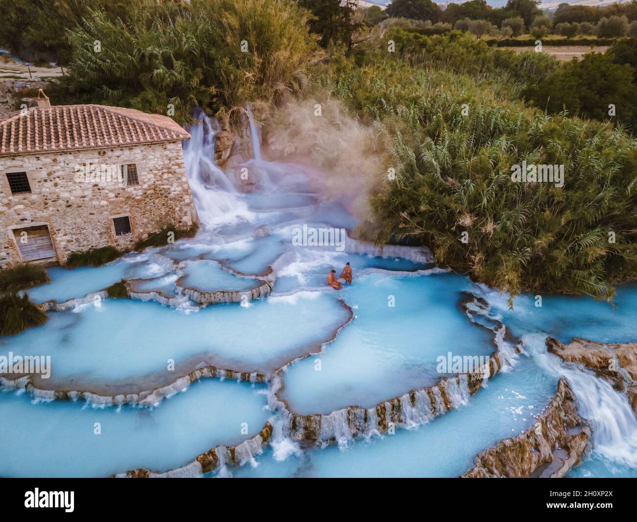 Toscane Italy, natural spa with waterfalls and hot springs at Saturnia ...