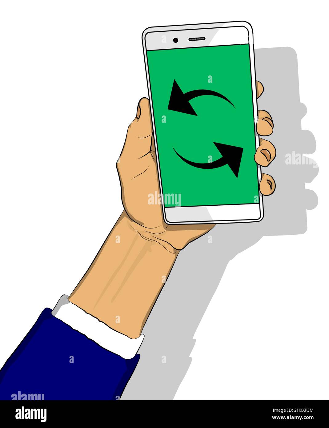 Update icon on Smartphone screen. Cartoon vector illustrated mobile ...