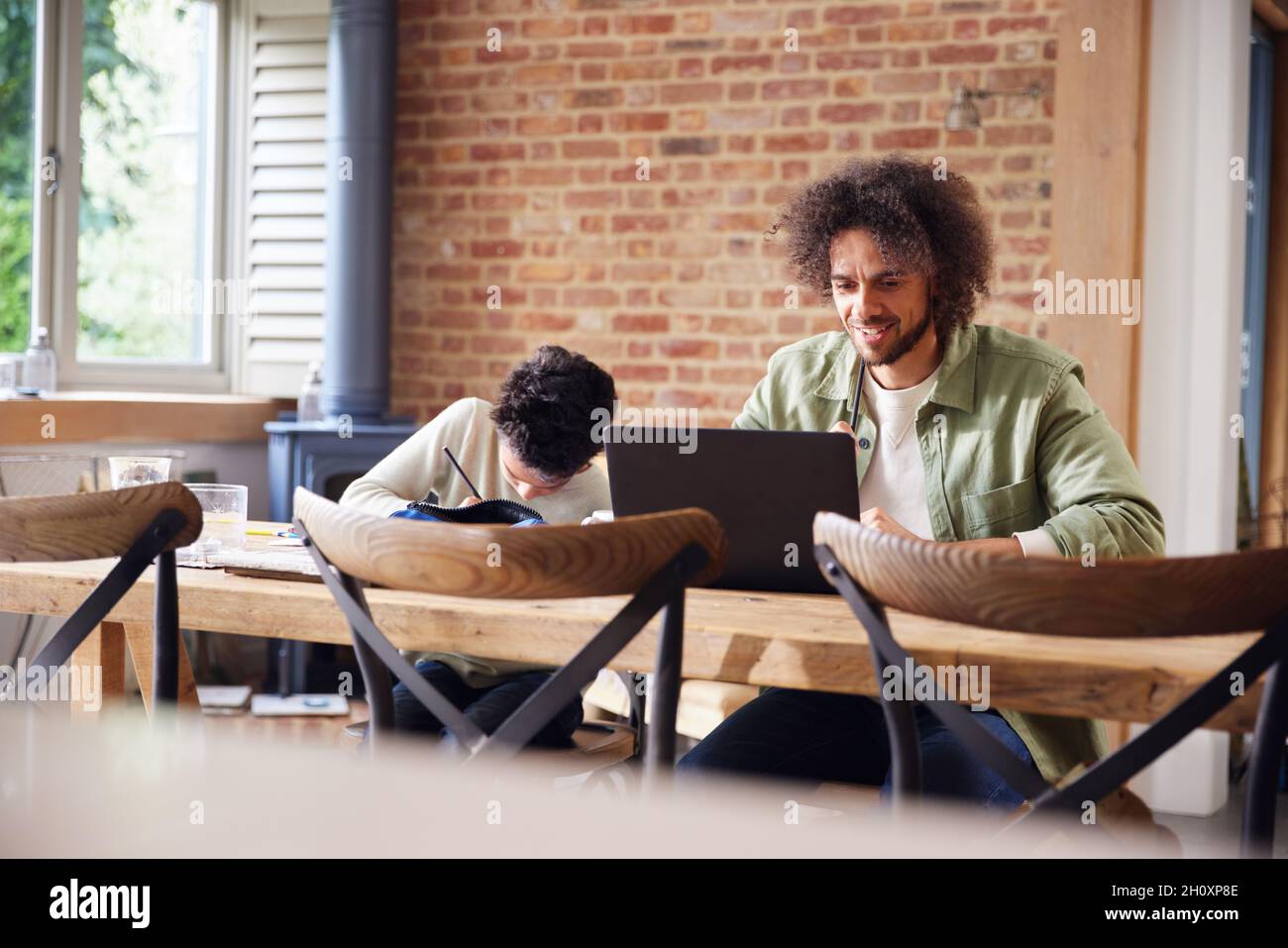 Portrait happy father son using hi-res stock photography and images - Alamy
