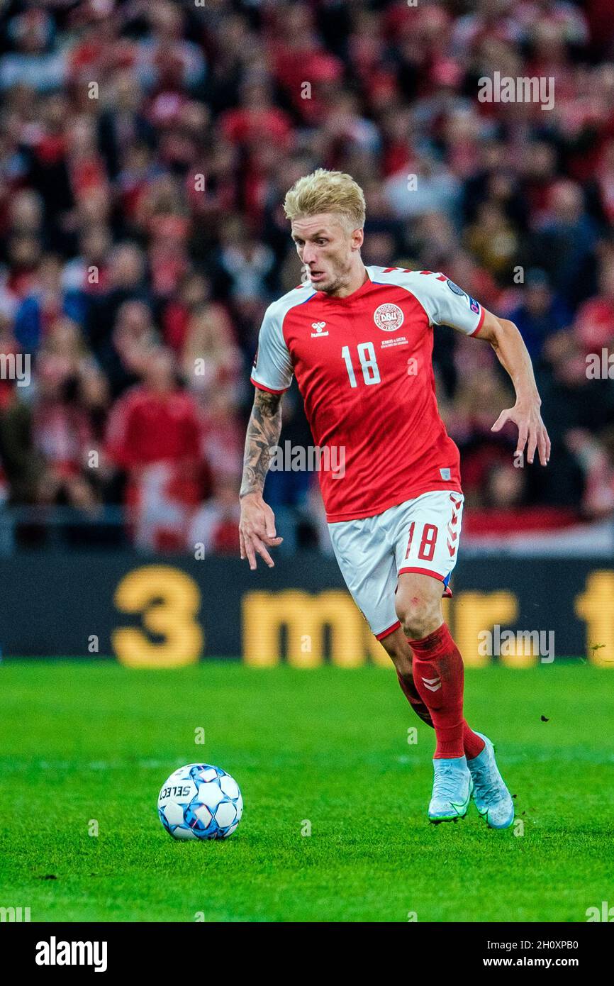 Copenhagen, Denmark. 12th, October 2021. Daniel Wass (18) of Denmark ...