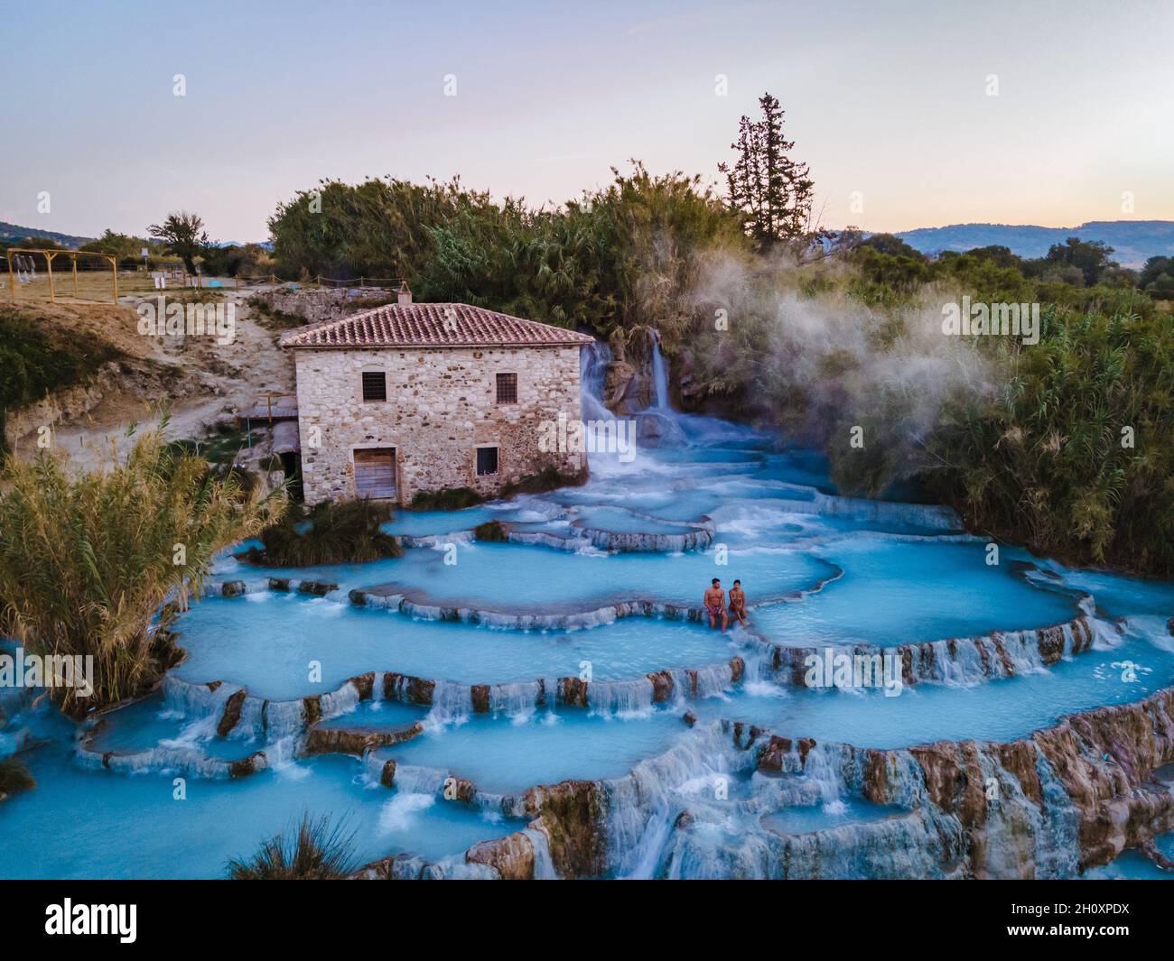 Toscane Italy, natural spa with waterfalls and hot springs at Saturnia ...