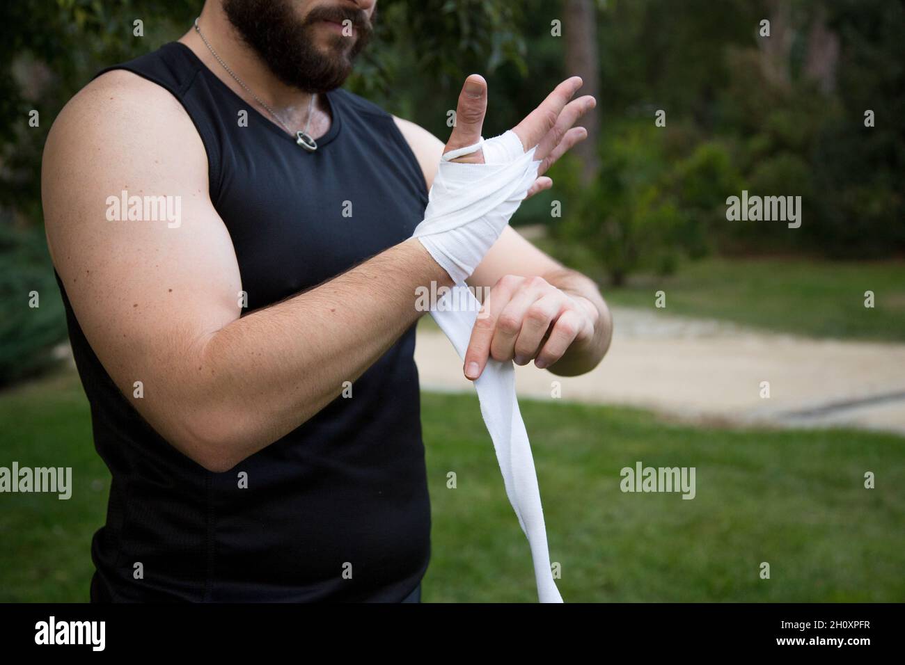 Athlete bandages hands boxing bandages hi-res stock photography and ...