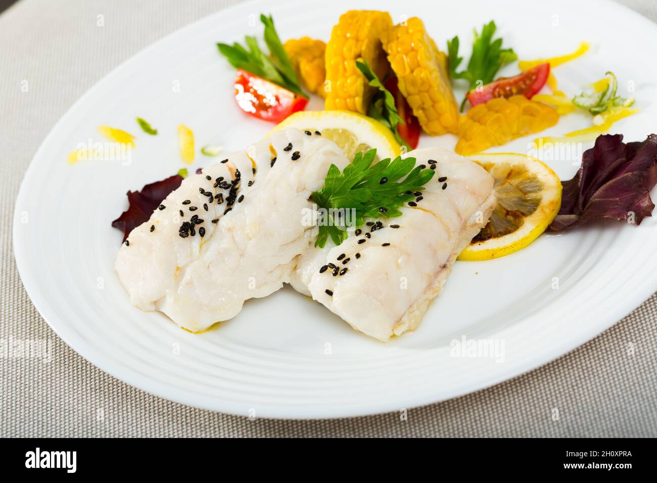 Steamed cod fillets Stock Photo - Alamy