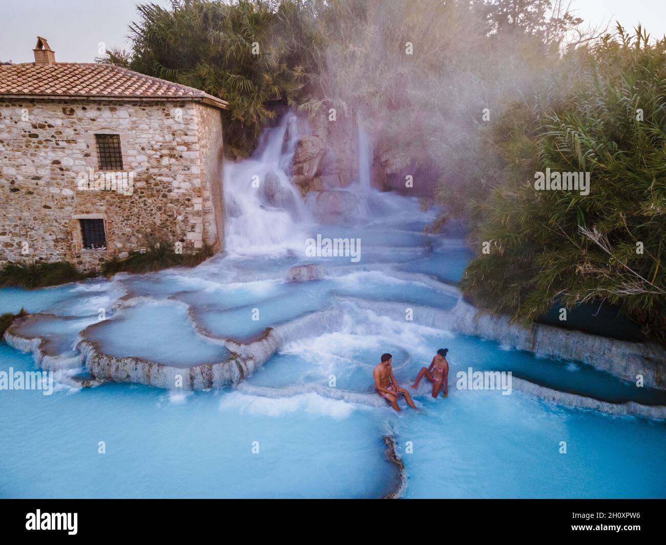 Toscane Italy, natural spa with waterfalls and hot springs at Saturnia ...