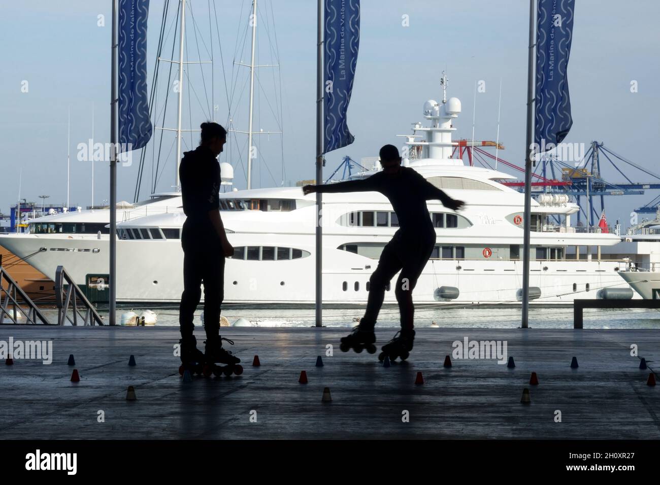Two men roller blading hi-res stock photography and images - Alamy