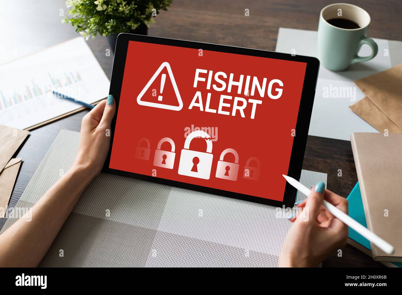 Fishing alert, Fraud, Virus, Cyber security breath detection banner on ...