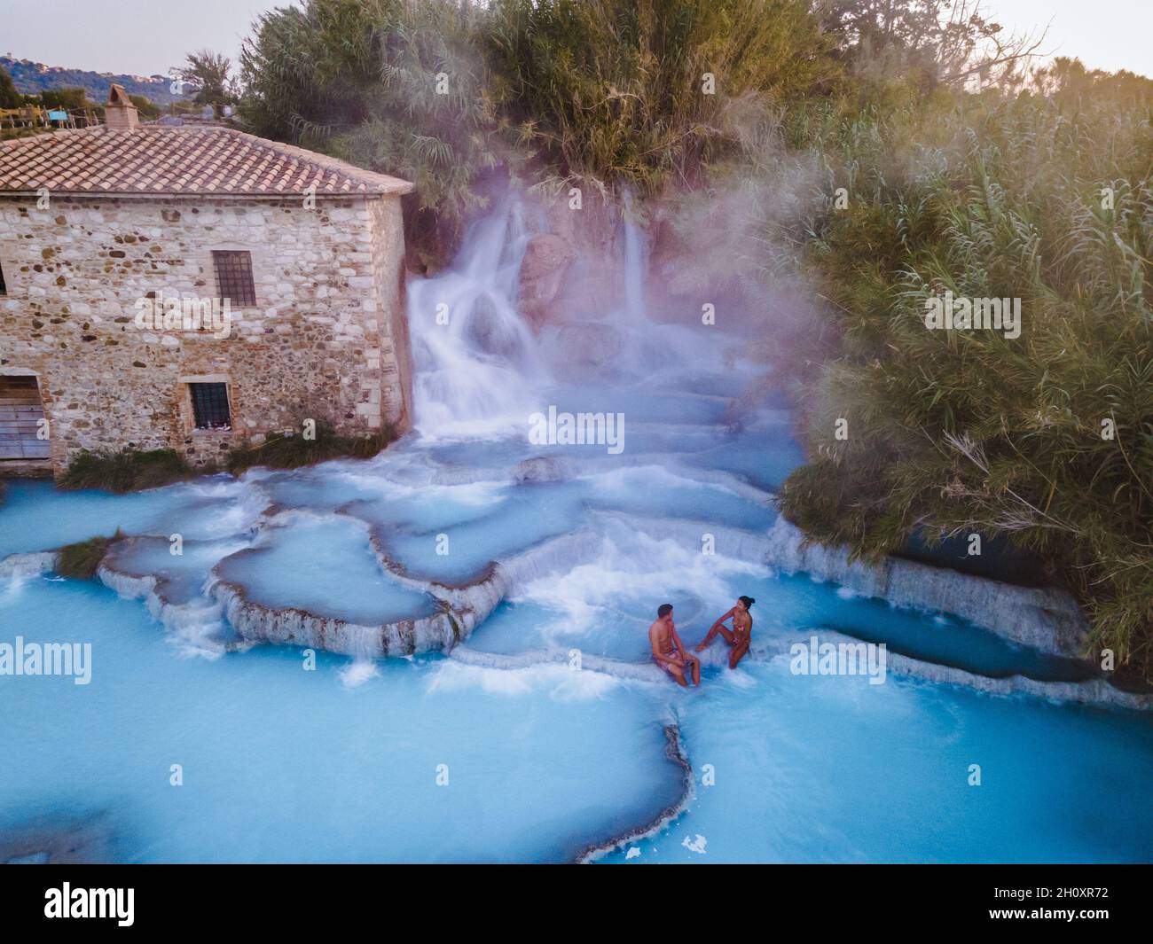 Toscane Italy, natural spa with waterfalls and hot springs at Saturnia ...