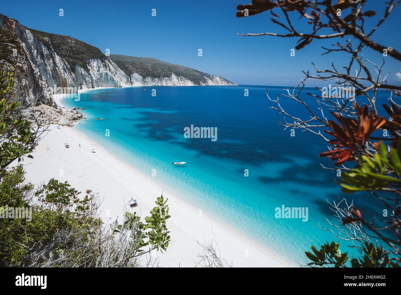 Remote and hidden Fteri beach in Kefalonia Island, Greece, Europe Stock ...
