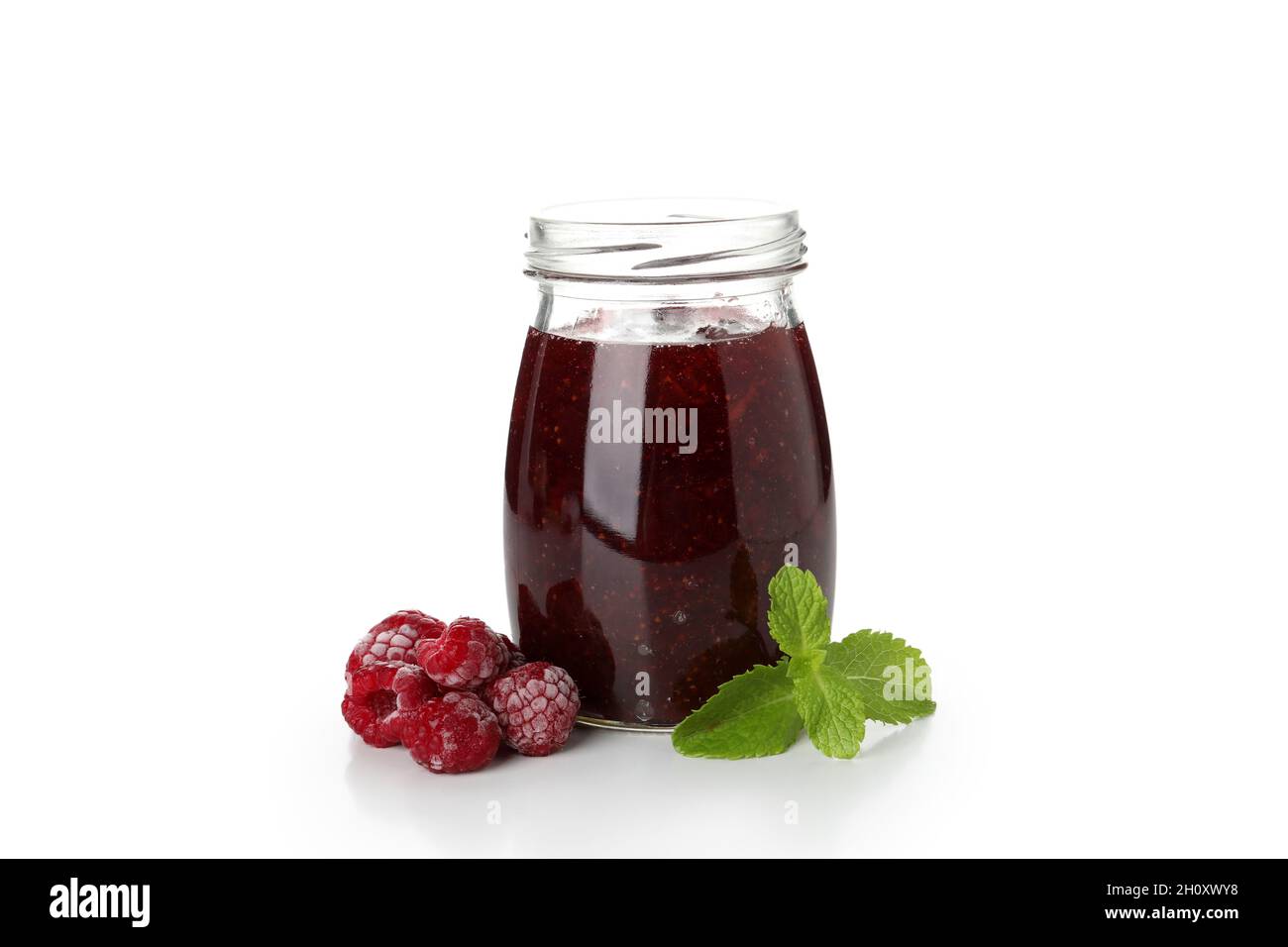 Jar of raspberry jam isolated on white background Stock Photo - Alamy