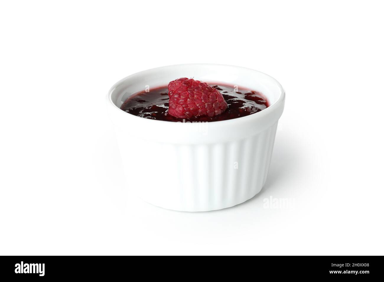 Ceramic bowl of raspberry jam isolated on white background Stock Photo ...
