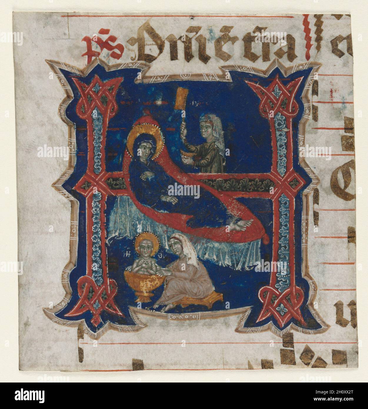 Fragment of a Choir Book with Historiated Initial (H): Birth of the ...