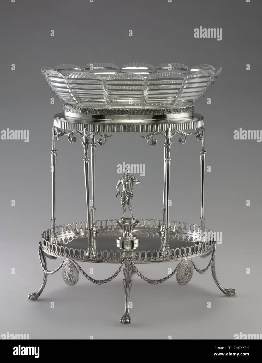 Centerpiece (metal stand and glass bowl), 1792. William Pitts (British ...