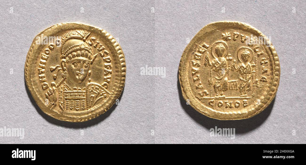 Solidus of Theodosius II and Valentinian III , 408-425. Byzantium ...