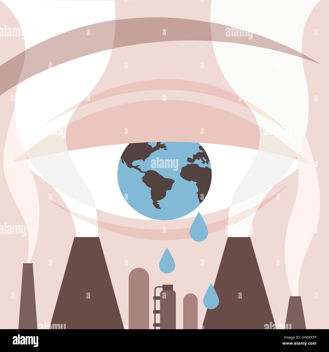 An eye is conceptualised as planet earth sheds tears as a result of ...