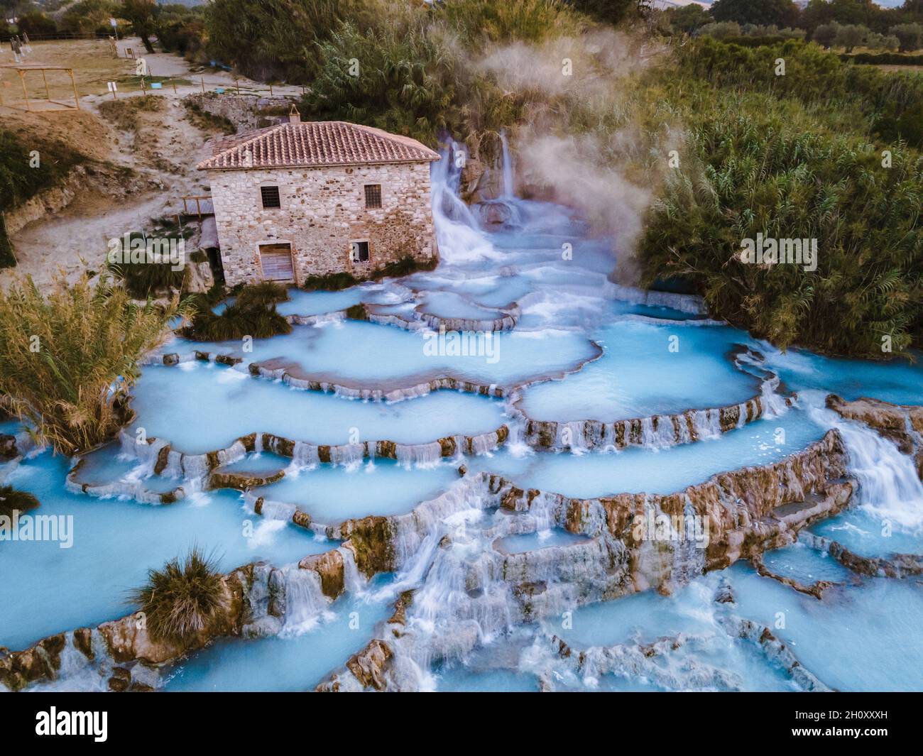 Toscane Italy, natural spa with waterfalls and hot springs at Saturnia ...