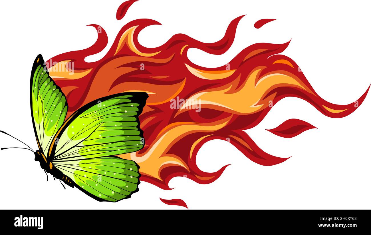 vector Illustration of a butterfly made of fire Stock Vector Image ...