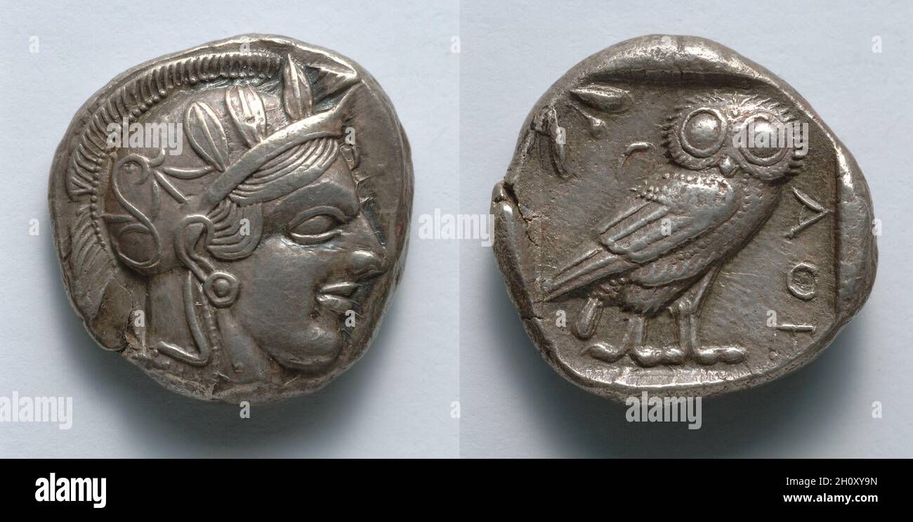 Tetradrachm: Athena (Obverse); Owl (Reverse), 480-407 BC. Greece ...