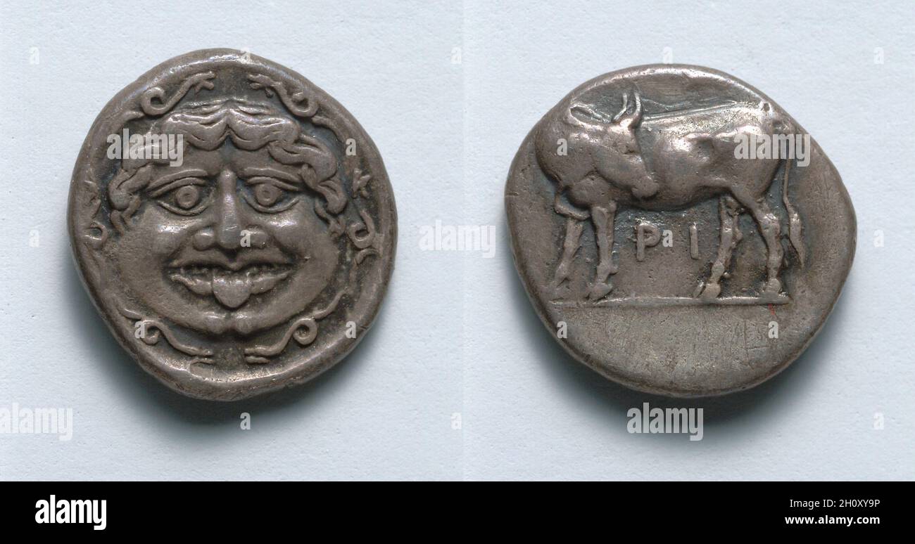 Hemidrachm: Gorgoneion (Obverse); Bull (Reverse), c. 400-300 BC. Greece ...