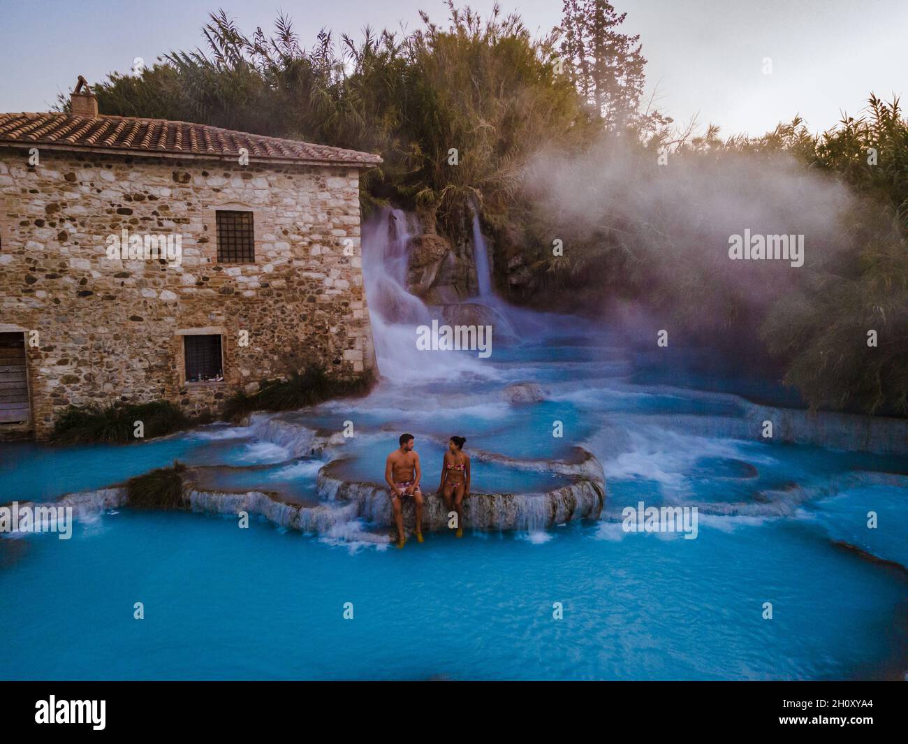 Toscane Italy, natural spa with waterfalls and hot springs at Saturnia ...