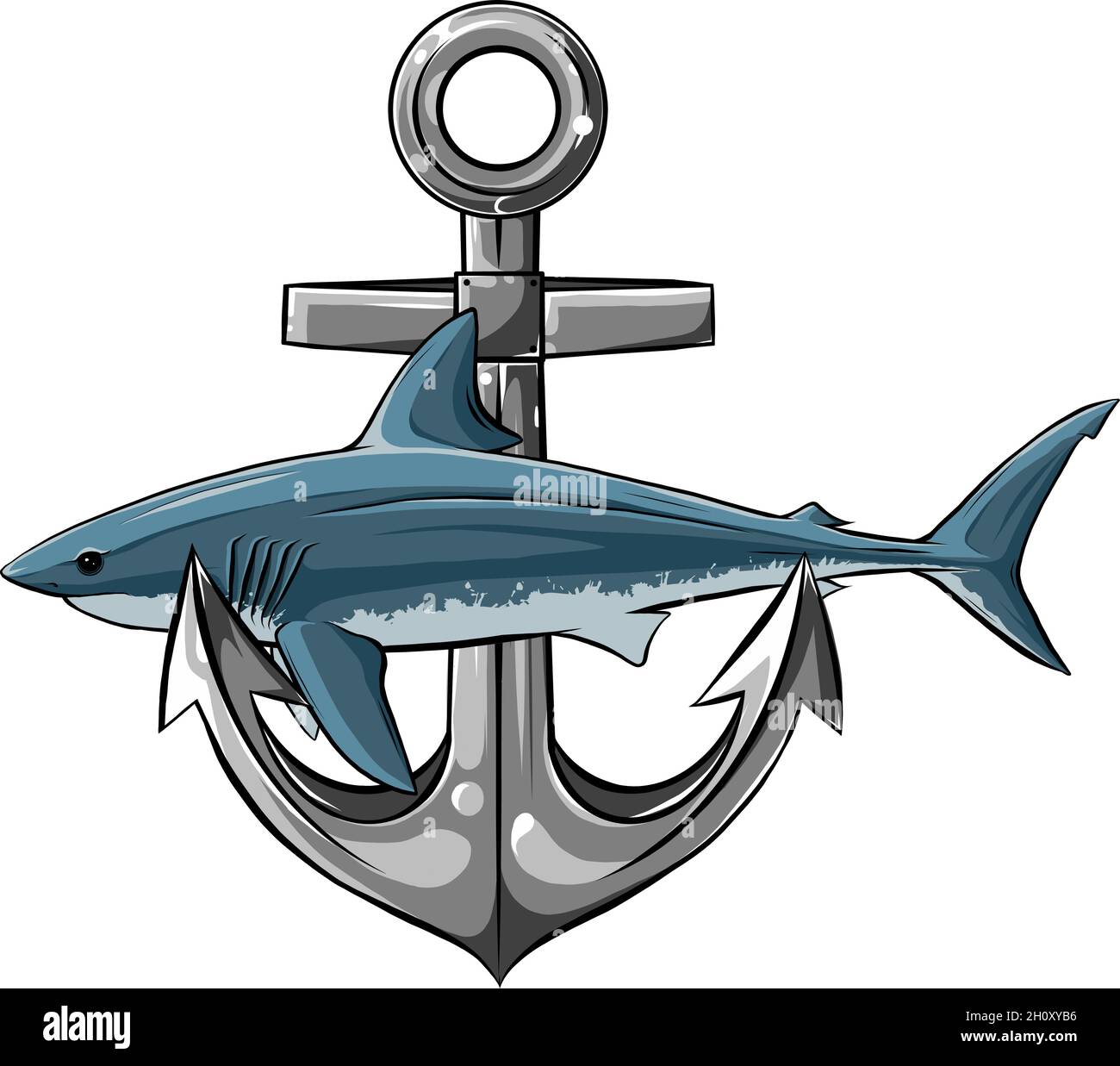 vector illustration of a shark around anchor Stock Vector Image & Art ...