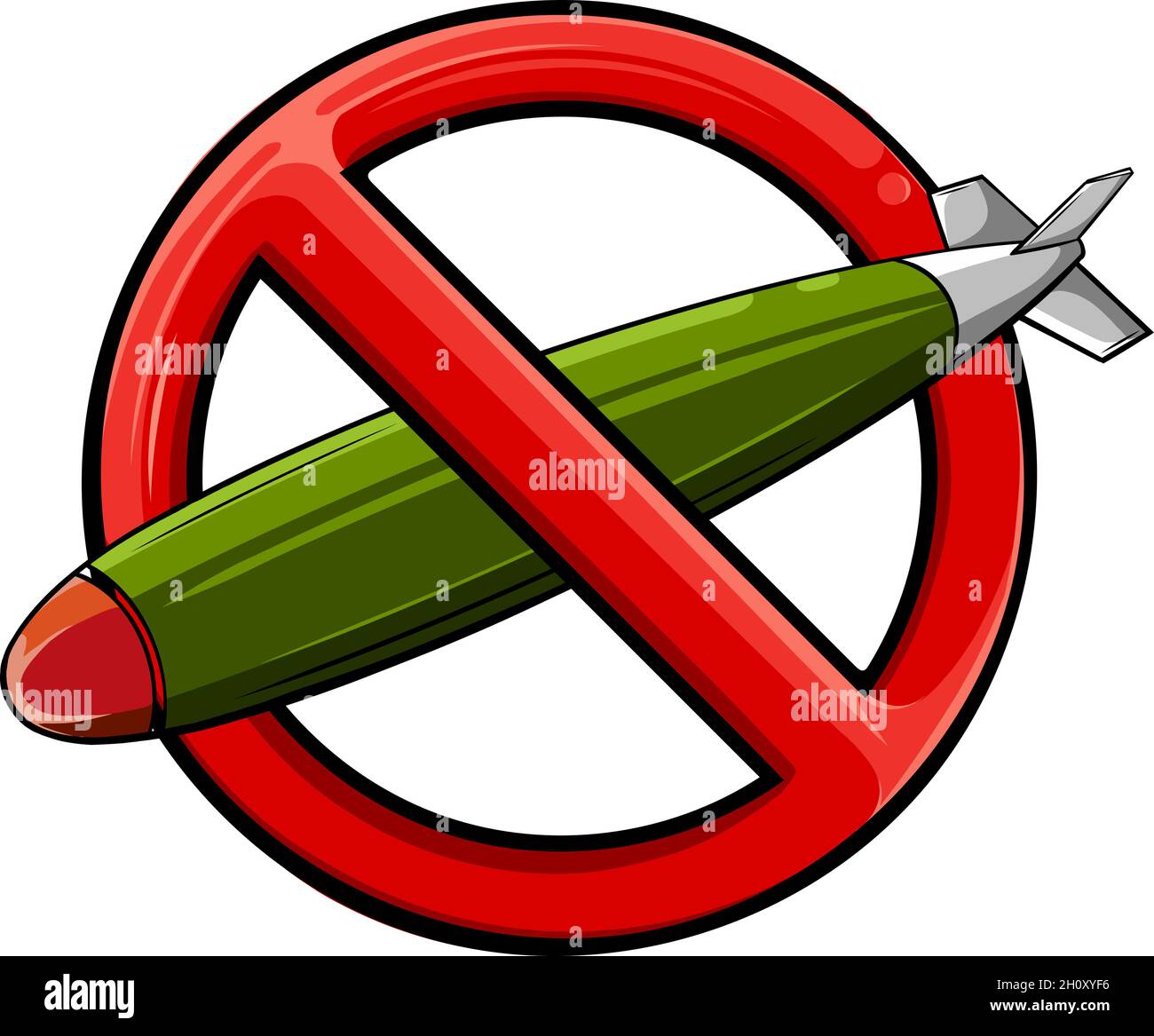 Stop bombing sign. Atomic bomb icon in prohibition red circle Stock ...