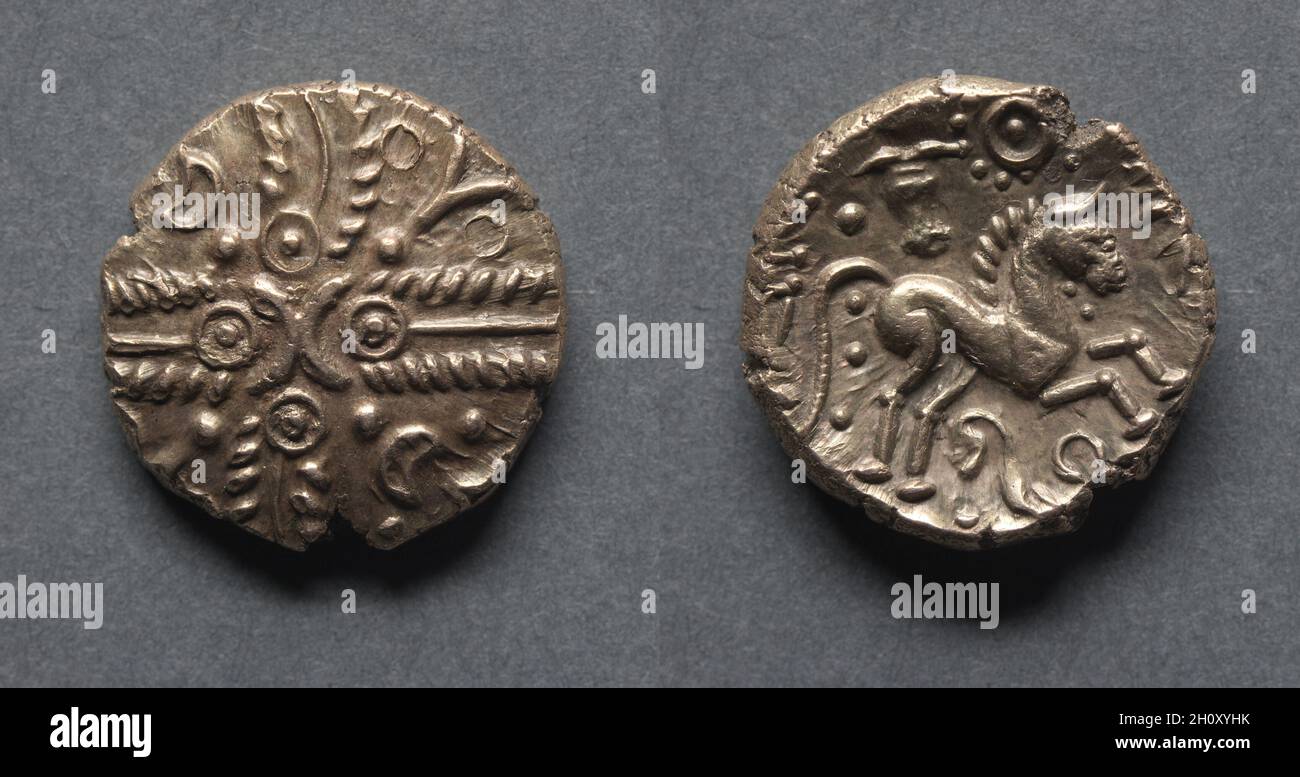 Tasciovanus Stater: Crossed Wreaths (obverse); Horse and Bucranium ...