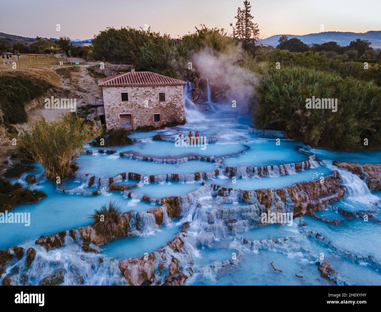 Toscane Italy, natural spa with waterfalls and hot springs at Saturnia ...
