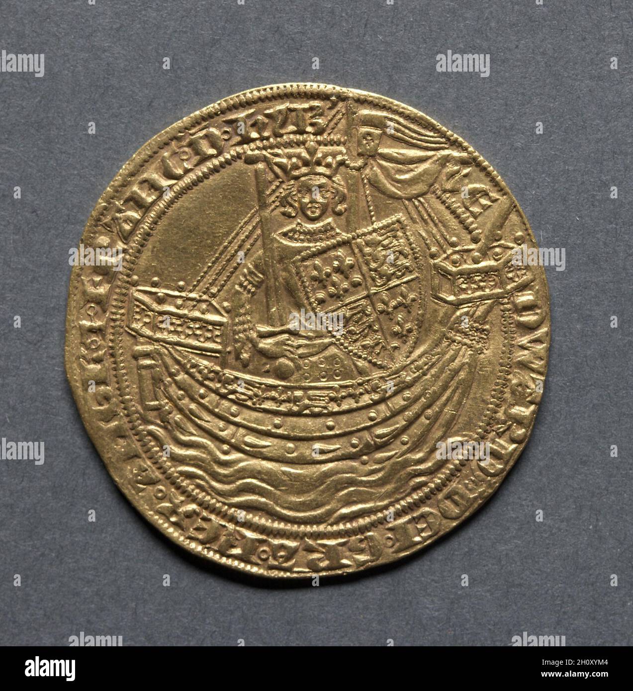 Noble: Edward III Standing in Ship with Shield of Arms (obverse), 1351 ...