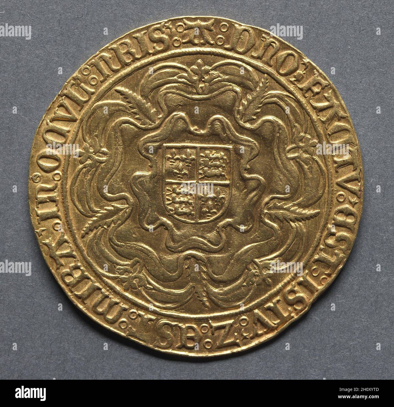 Sovereign: Shield of Royal Arms on a Tudor Rose (reverse), 1553 ...